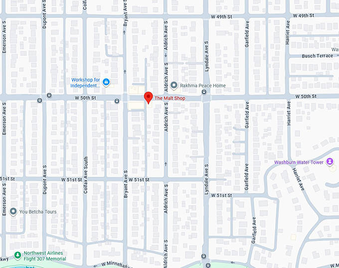 16. the malt shop (minneapolis, mn) map