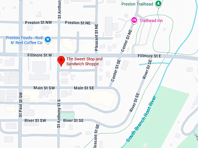 16. the sweet stop and sandwich shoppe (preston, mn) map