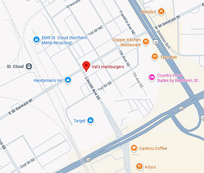 16. val's hamburgers map