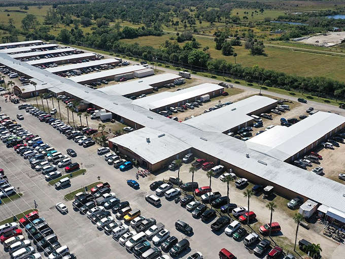 From above, Renningers looks like someone built a small city dedicated entirely to the noble pursuit of finding cool stuff you absolutely need.