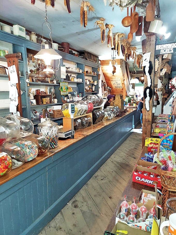 Step inside and time slows down &ndash; dried corn cobs dangle from the ceiling while jars of colorful treats tempt visitors from behind the well-worn counter.