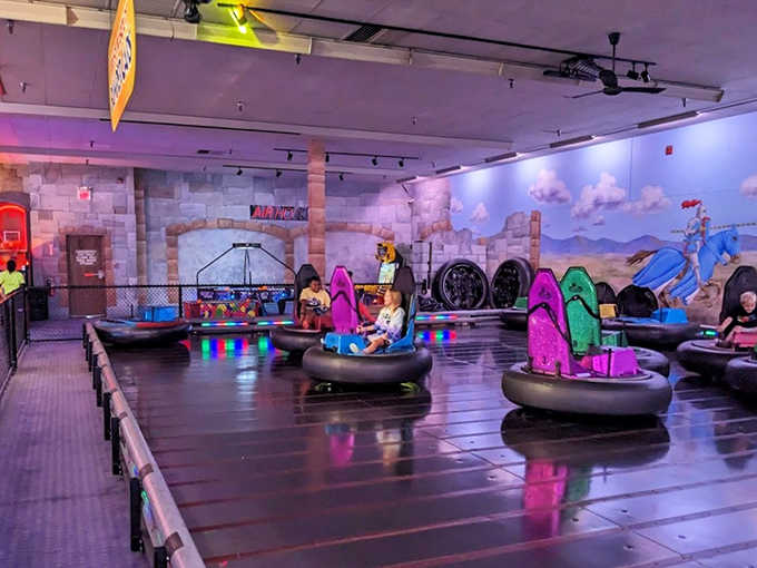 Bumper cars that actually bump! These colorful chariots of controlled chaos let families engage in socially acceptable vehicular revenge.