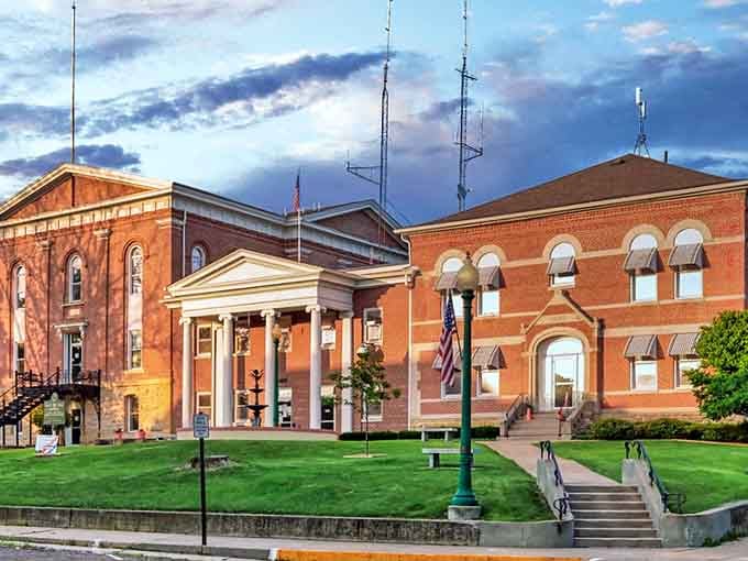 The Carroll County Courthouse stands as the town's crown jewel, its stately presence commanding respect from every angle.