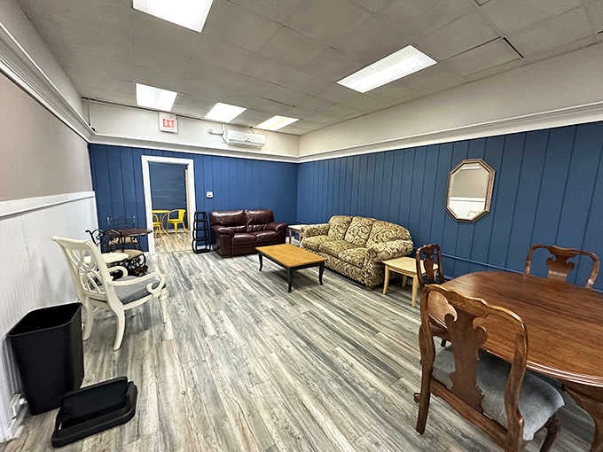 This isn't your typical bakery seating, it's more like raiding your cool aunt's attic and finding all her best furniture, then deciding to stay for pie.