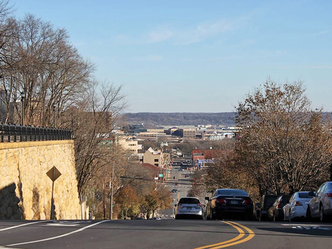 The dramatic hillside view from Summit Avenue offers a sweeping panorama of St. Paul – worth every step of the climb!