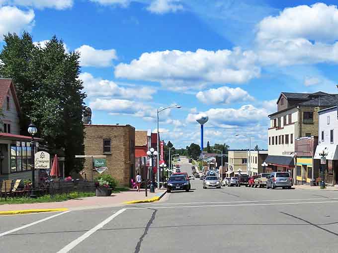 Downtown Ely at dawn, when the streets are quiet and the promise of adventure hangs in the crisp northern air.