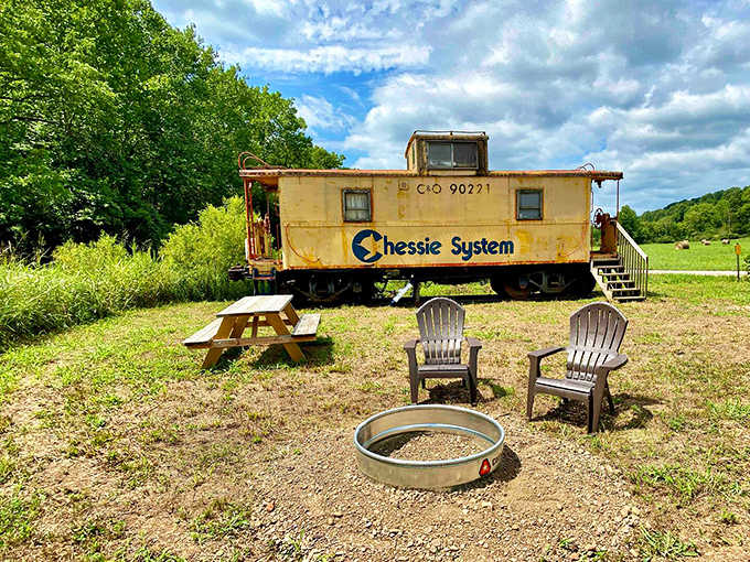 Gather 'round the fire ring where stories flow as freely as the marshmallows melt &ndash; the perfect finale to a day of caboose living.