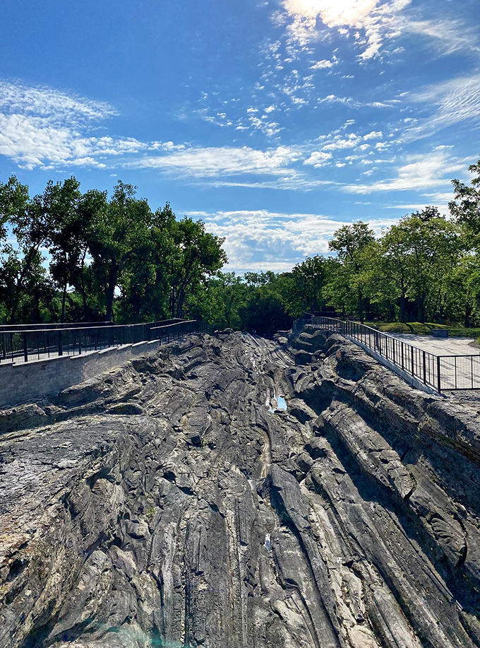 Ancient glaciers carved these remarkable grooves thousands of years ago, leaving behind nature's own history book written in stone.