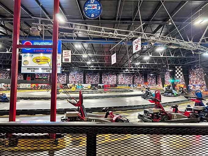 Speed demons unite! The indoor track's checkered flags and racing atmosphere will awaken your inner Formula 1 champion.