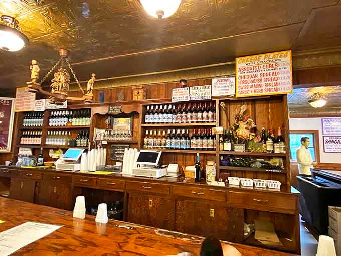 The tasting room's vintage wooden bar has witnessed generations of "oohs" and "aahs" &ndash; and that's before anyone even sees the cave!