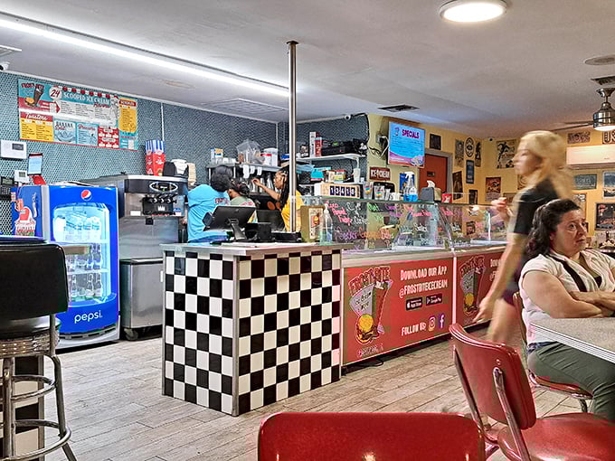Step inside and the checkerboard counter whisks you back to the 1950s &ndash; a time when calories weren't counted and milkshakes were considered a food group.