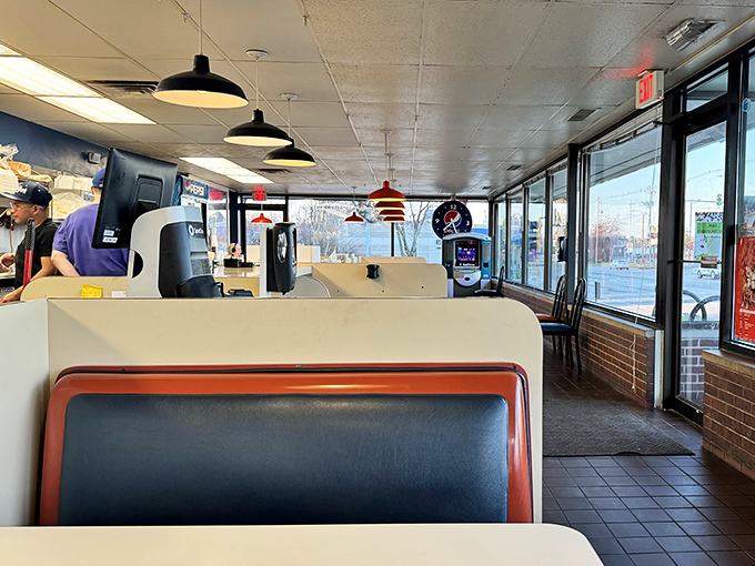 Classic diner booths and counter seating create that perfect "come as you are" atmosphere where comfort trumps pretension.
