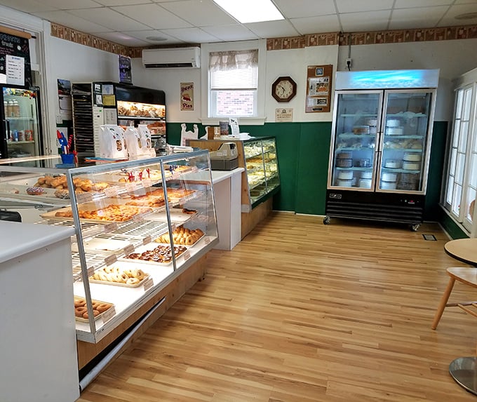 Step inside to donut heaven! Glass cases showcase an array of hand-crafted treasures that make choosing just one nearly impossible.