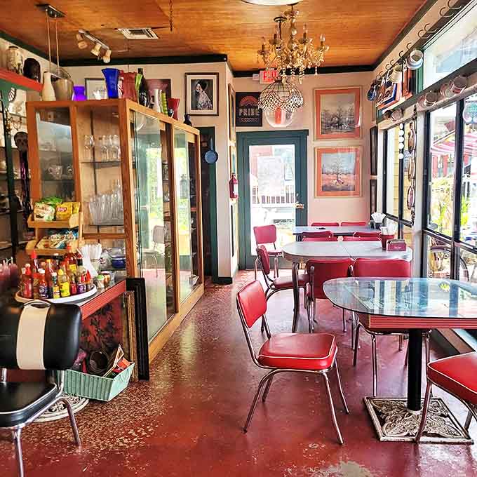 Vintage memorabilia and retro furniture create a time capsule that's infinitely more interesting than modern minimalism.