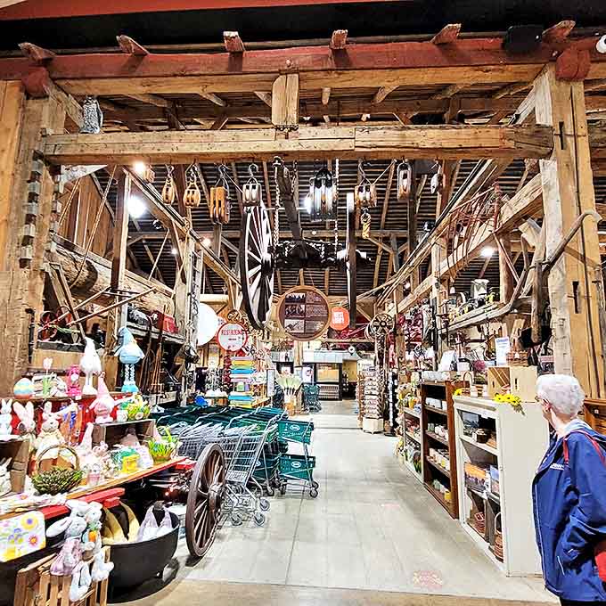 Step inside and time stands still &ndash; exposed wooden beams frame a treasure trove of yesteryear's essentials, where shopping carts navigate history.