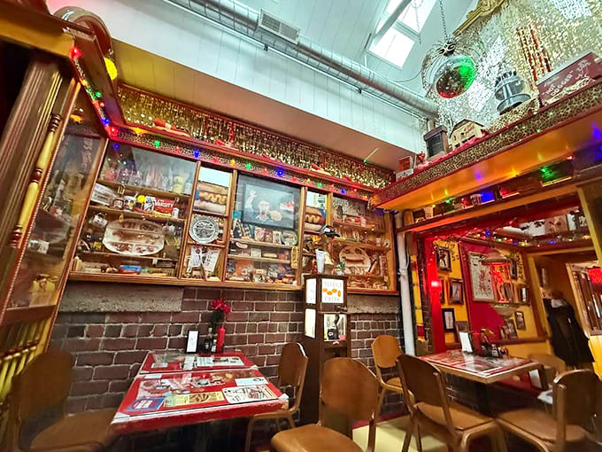 Step inside and enter hot dog heaven &ndash; where leopard print, glittering lights, and vintage memorabilia create a carnival for the senses.
