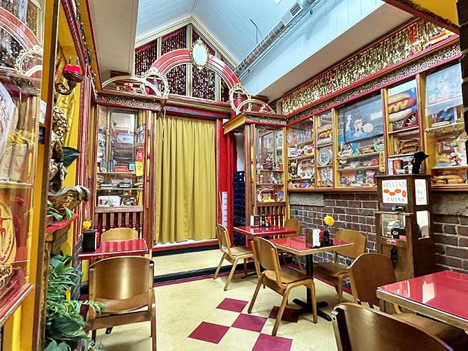 Step inside and time-travel to a hot dog speakeasy where vintage burlesque meets comfort food in a space dripping with character and charm.