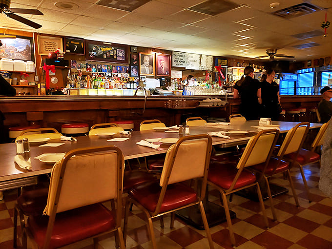 Checkered floors and vintage booths create the perfect backdrop for memorable meals, where conversations have flowed freely for decades.