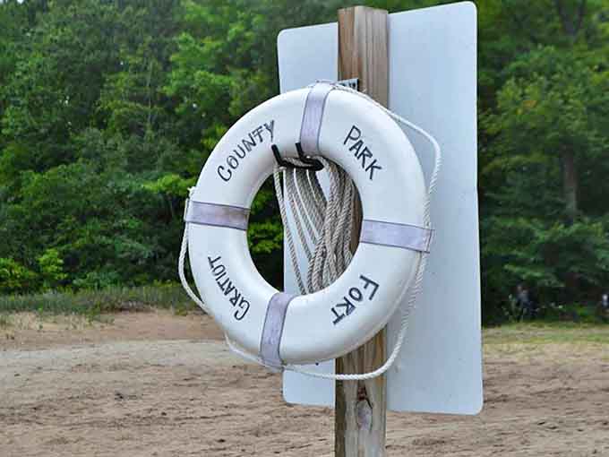 Safety first at this hidden gem, where the pristine waters of Lake Huron invite swimmers while lifesaving equipment stands ready just in case.