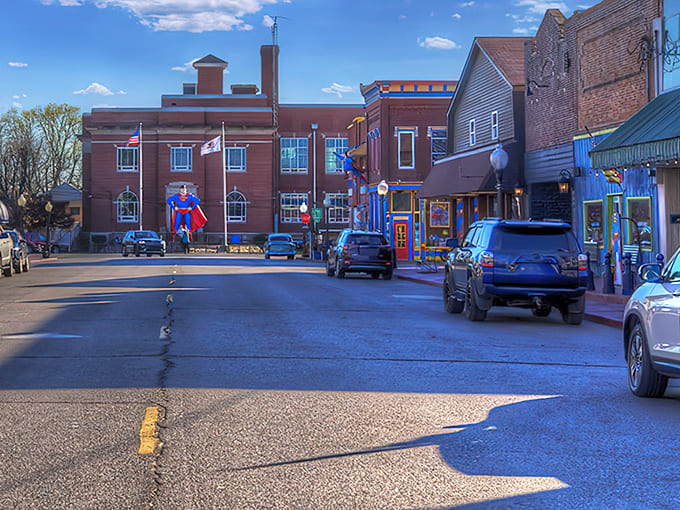 Market Street captures the essence of Americana with its classic storefronts and vintage cars, where yesterday meets today.