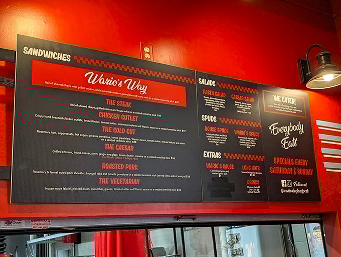 Menu Board: Simple, straightforward sandwich greatness awaits on this no-nonsense menu. No fancy fonts needed when the food speaks this loudly.