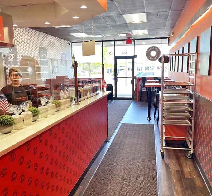 A compact, cheerful space where donut magic happens, with the aroma of fresh dough filling every corner.