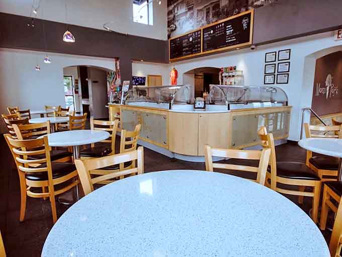 Clean lines meet cozy comfort in this thoughtfully designed space where ice cream dreams come true for dairy lovers and avoiders alike.