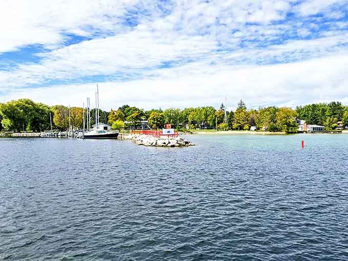 Northport's harbor whispers tales of Great Lakes adventures, with boats bobbing gently like patient storytellers awaiting their next journey.