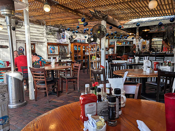 Interior: Where fishing tales grow taller and appetites meet their match &ndash; Pepe's interior feels like the living room of Key West's collective memory.