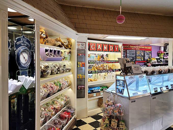 Step into a wonderland where diet plans go to die gloriously &ndash; vintage displays, checkered floors, and enough sugar to make your dentist sense a disturbance in the force.