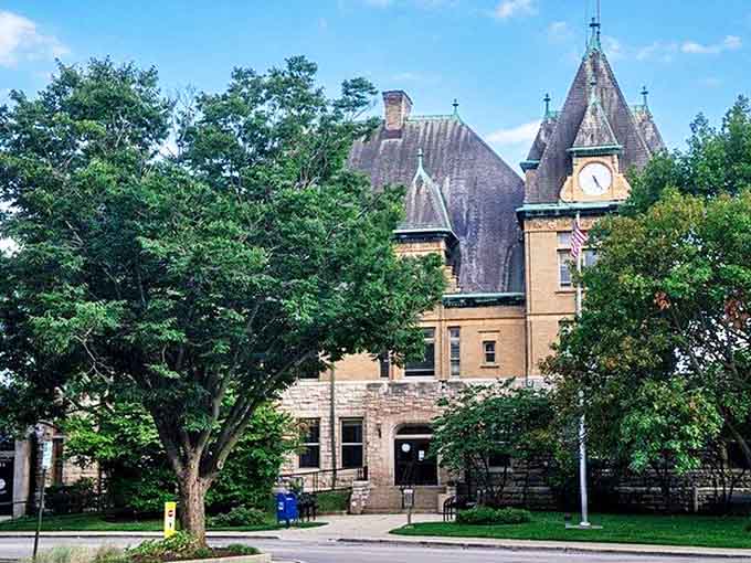 The historic Town Hall stands as a testament to Riverside's architectural heritage, its clock tower keeping time for generations of residents.