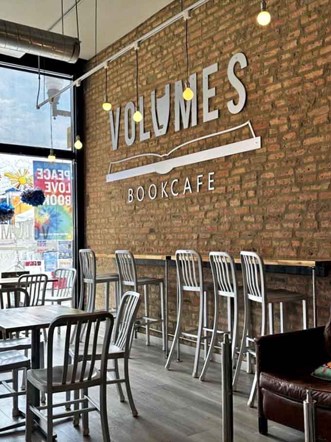 Exposed brick walls and pendant lighting create the perfect backdrop for literary adventures, where every chair invites you to stay awhile.