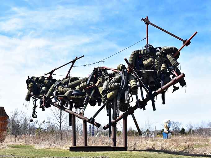 This sprawling outdoor gallery transforms Minnesota farmland into a surreal dreamscape where art and nature engage in fascinating conversation.