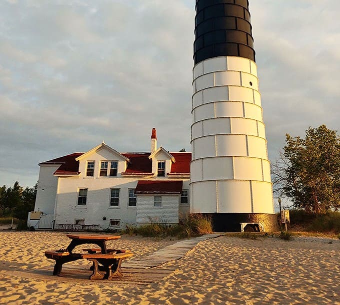 That distinctive barber-pole striping isn't just Instagram bait&mdash;it helped sailors identify their location during daylight hours when navigating Lake Michigan's sometimes temperamental waters.