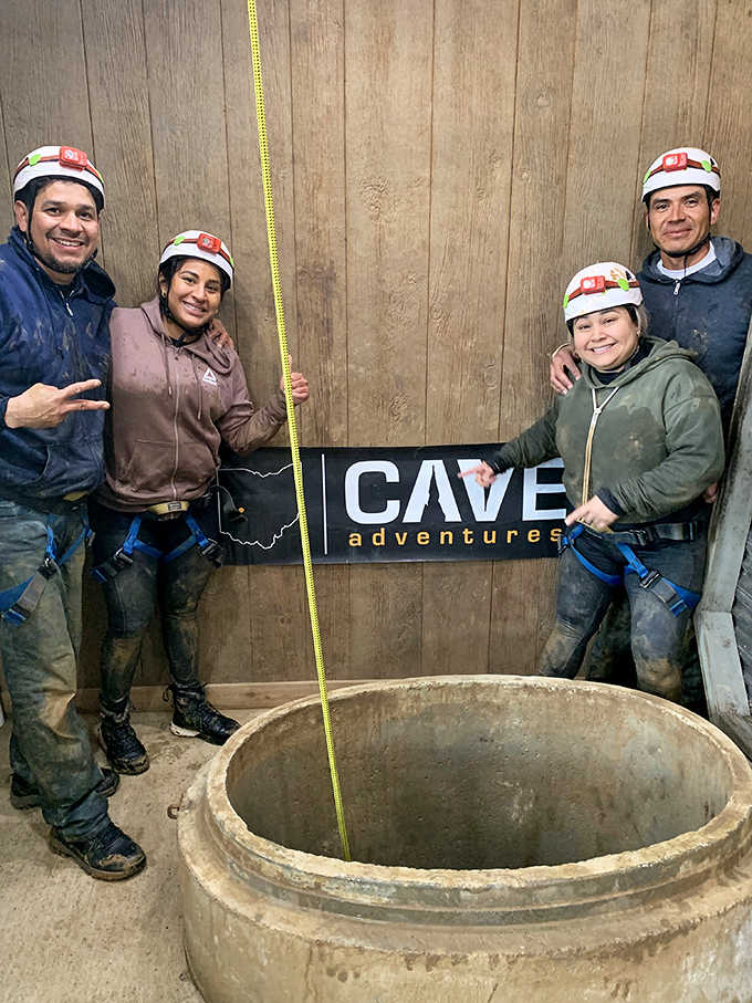 Enthusiastic explorers gather before descending into Ohio's underground wilderness, where mud and marvel go hand in hand.