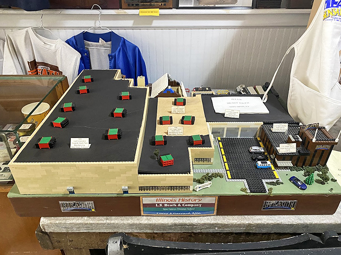 A miniature world of candy-making history comes alive in this detailed LEGO replica of the original Heath factory complex.