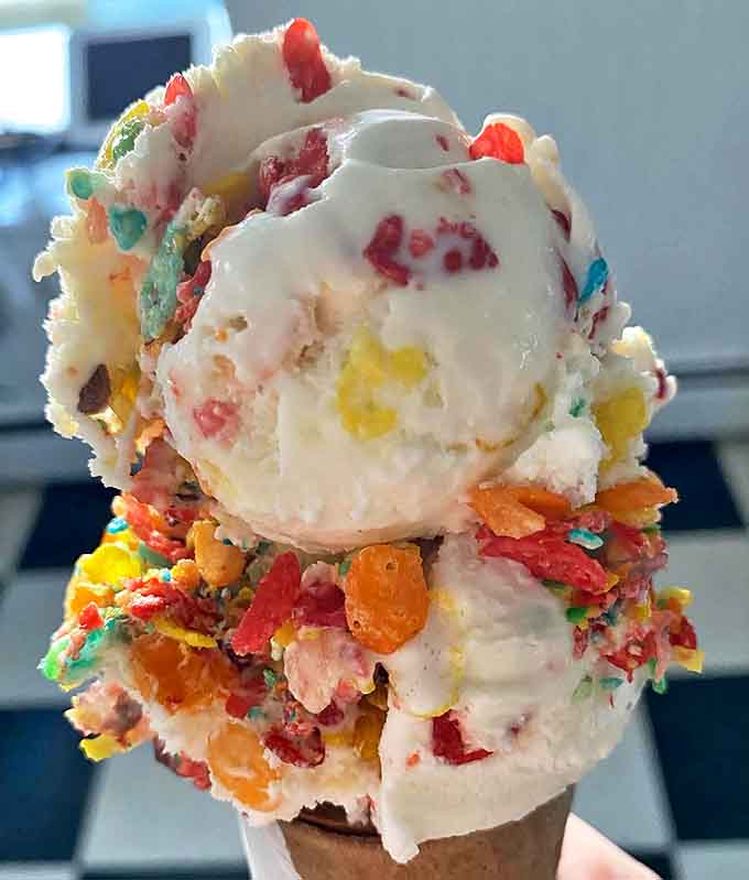 This isn't just ice cream with Fruity Pebbles, it's childhood nostalgia transformed into creamy, colorful bliss that makes adulting temporarily disappear.