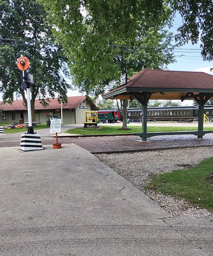Step back in time at the charming depot platform, where the clickety-clack of approaching trains still echoes through the air.