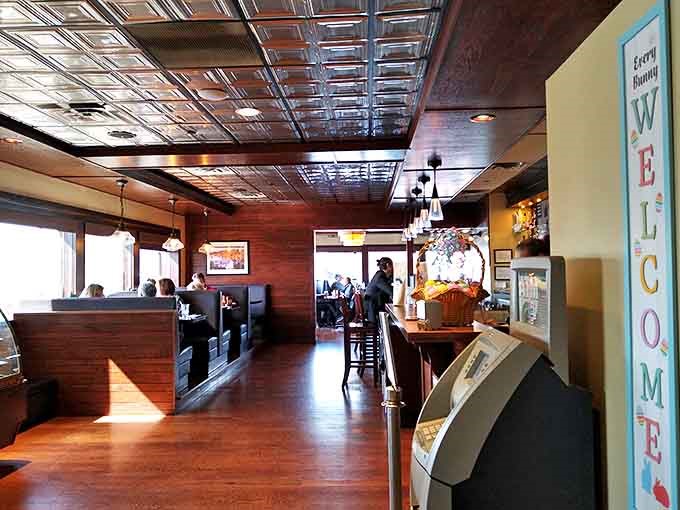 Step inside to discover warm wooden interiors with classic tin ceiling tiles that strike the perfect balance between "neighborhood favorite" and "special occasion spot."