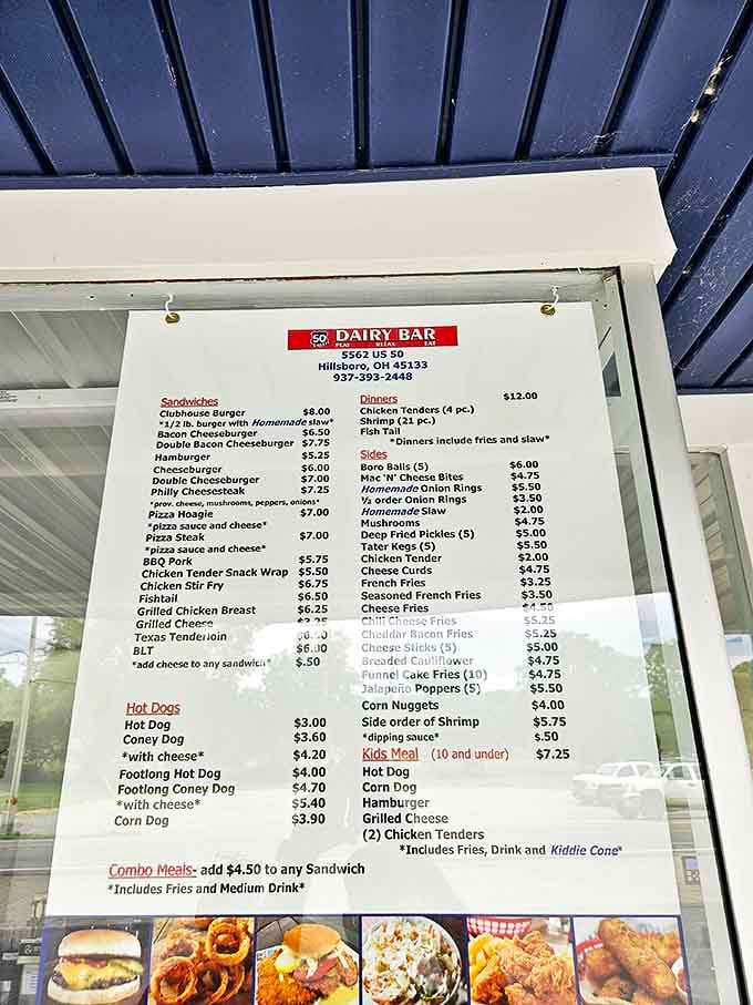 The menu board tells a story of American roadside cuisine – simple, honest food that's stood the test of time.