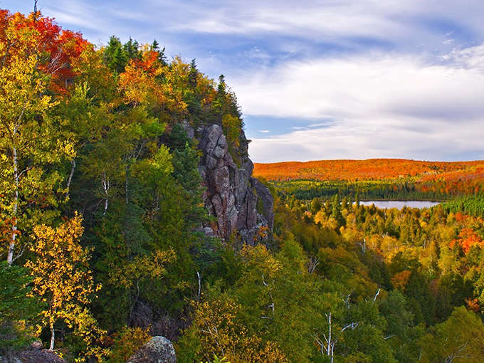 Fall's fiery palette transforms this North Shore vista into a painting come to life – Mother Nature showing off her artistic side.