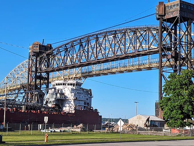 Massive freighters navigate the Soo Locks like threading a needle, except the needle is several football fields long and the thread weighs thousands of tons.