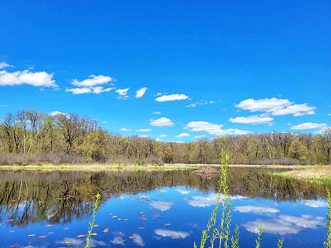 Mother Nature showing off her best blue backdrop at Lake Maria, where the sky seems to stretch into infinity above the glassy lake surface.