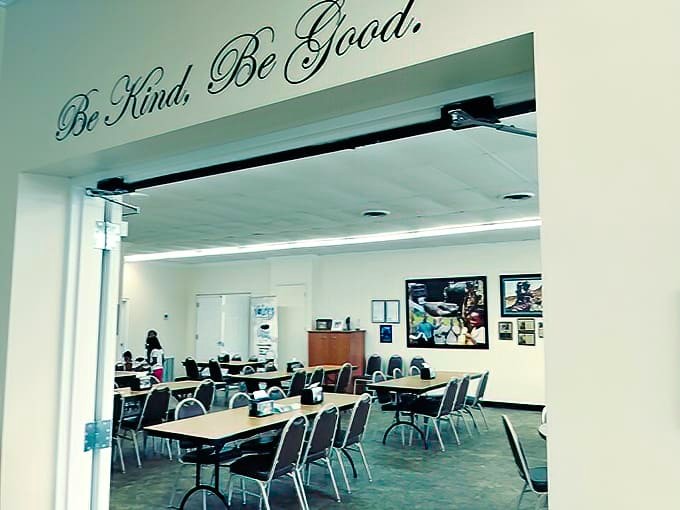 Inside: "Be Kind. Be Good." Words to live by, especially when surrounded by tables where locals gather for morning gossip and sugar-fueled philosophy.