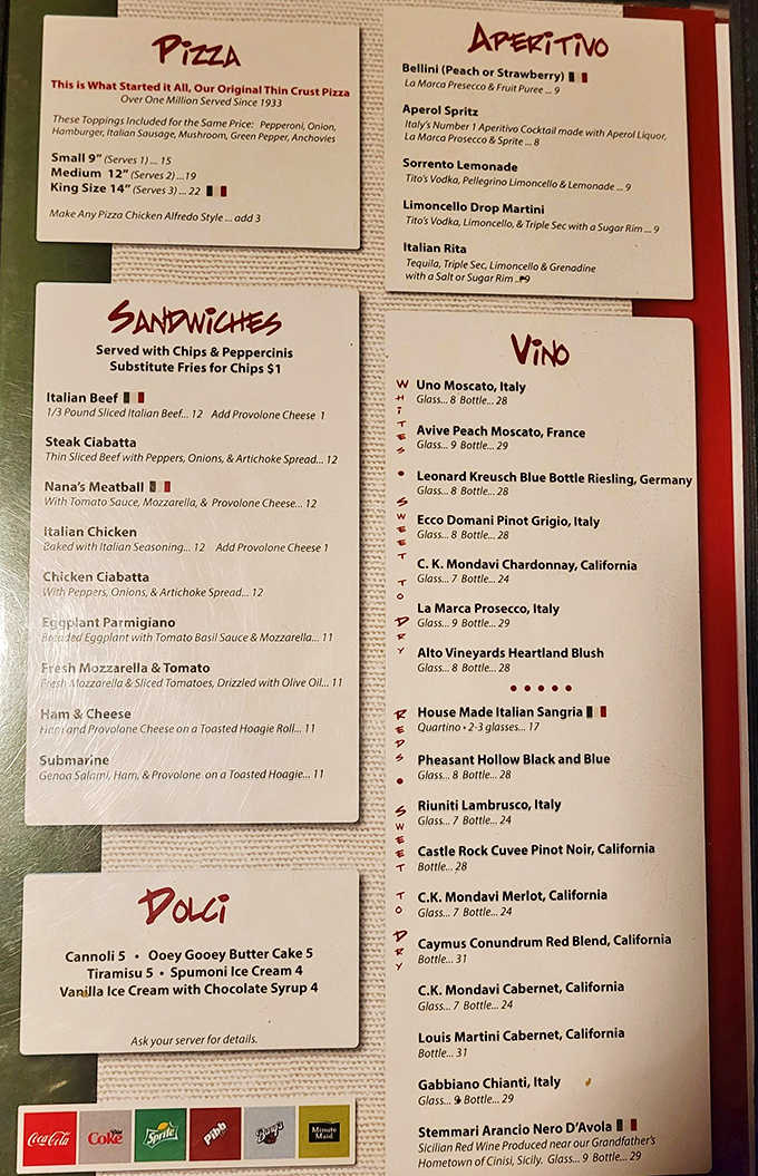 The menu tells the delicious story &ndash; from their million-plus thin crust pizzas to "Nana's Meatball" sandwich, each dish carries decades of culinary tradition.