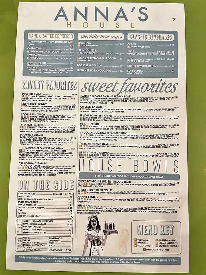 Anna's menu reads like a love letter to breakfast possibilities &ndash; from savory classics to sweet indulgences, with thoughtful options for every dietary need.
