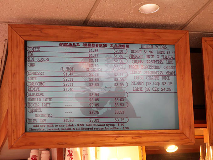 When your coffee menu includes Italian sodas and multiple espresso options, you know this place takes beverages as seriously as baked goods.