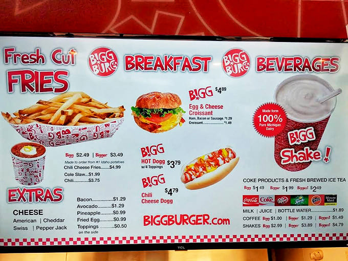 Menu: A tempting lineup of classics done right &ndash; from breakfast croissants to chili cheese dogs, each promising satisfaction beyond ordinary fast food.