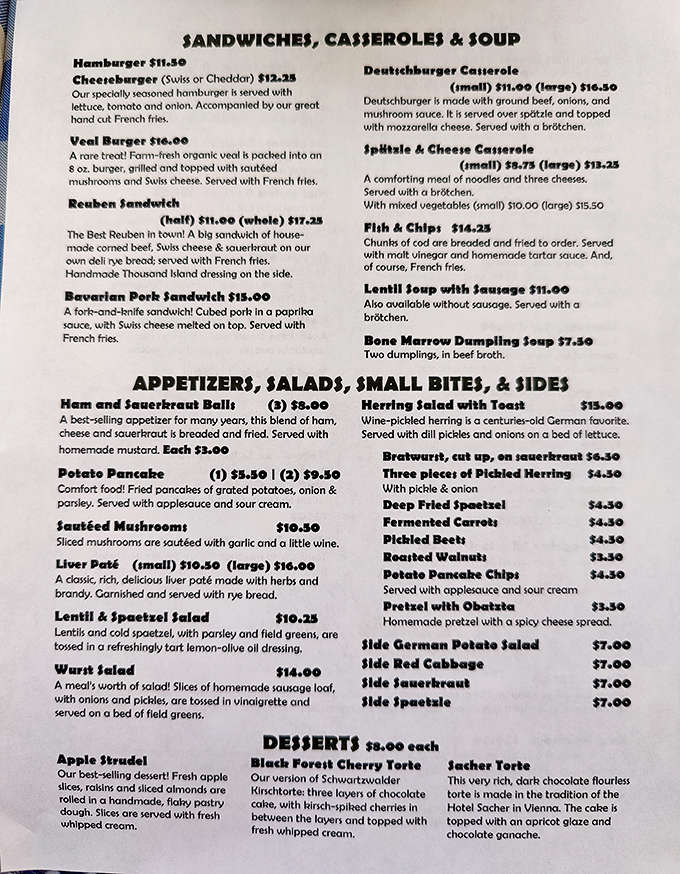 The menu reads like a love letter to German cuisine &ndash; each dish promising authentic flavors that would make any Bavarian Oma proud.