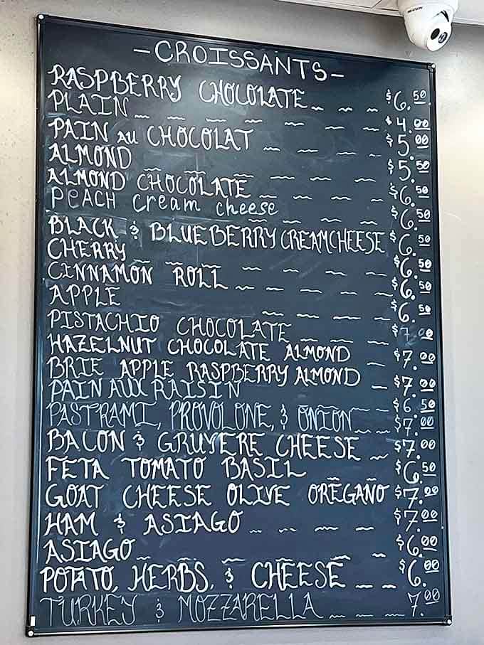 The chalkboard menu reads like a love letter to French pastry traditions &ndash; each item a potential new obsession waiting to be discovered.